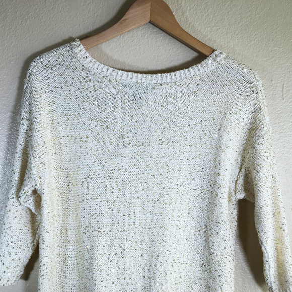 Mango | Sweaters | Mng Sweater Whitecream With Gold Sequins | Poshmark